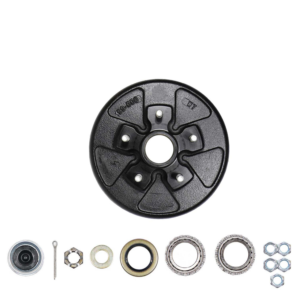 10" Trailer Brake Drum Kit for 3,500 lb Axles | 5 on 5.5" | K99-555-02 ...